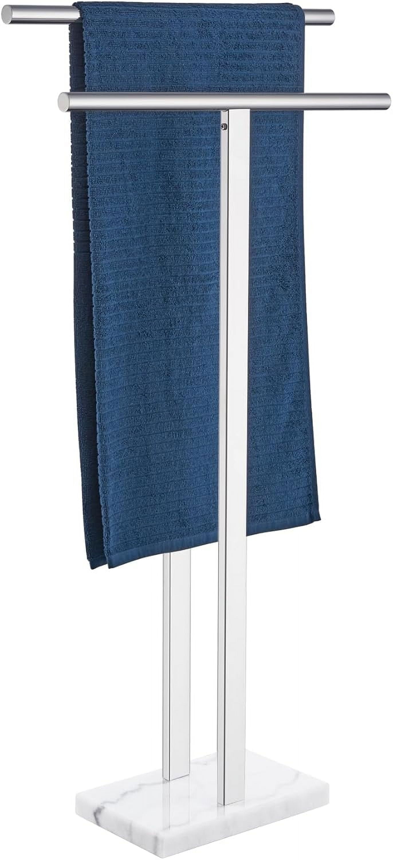 2-Tier Free-Standing Towel Rack with Heavy Marble Base and Polished ...
