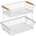 2 Tier Fruit Basket For Kitchen Counter With 2 Banana Hangers ...