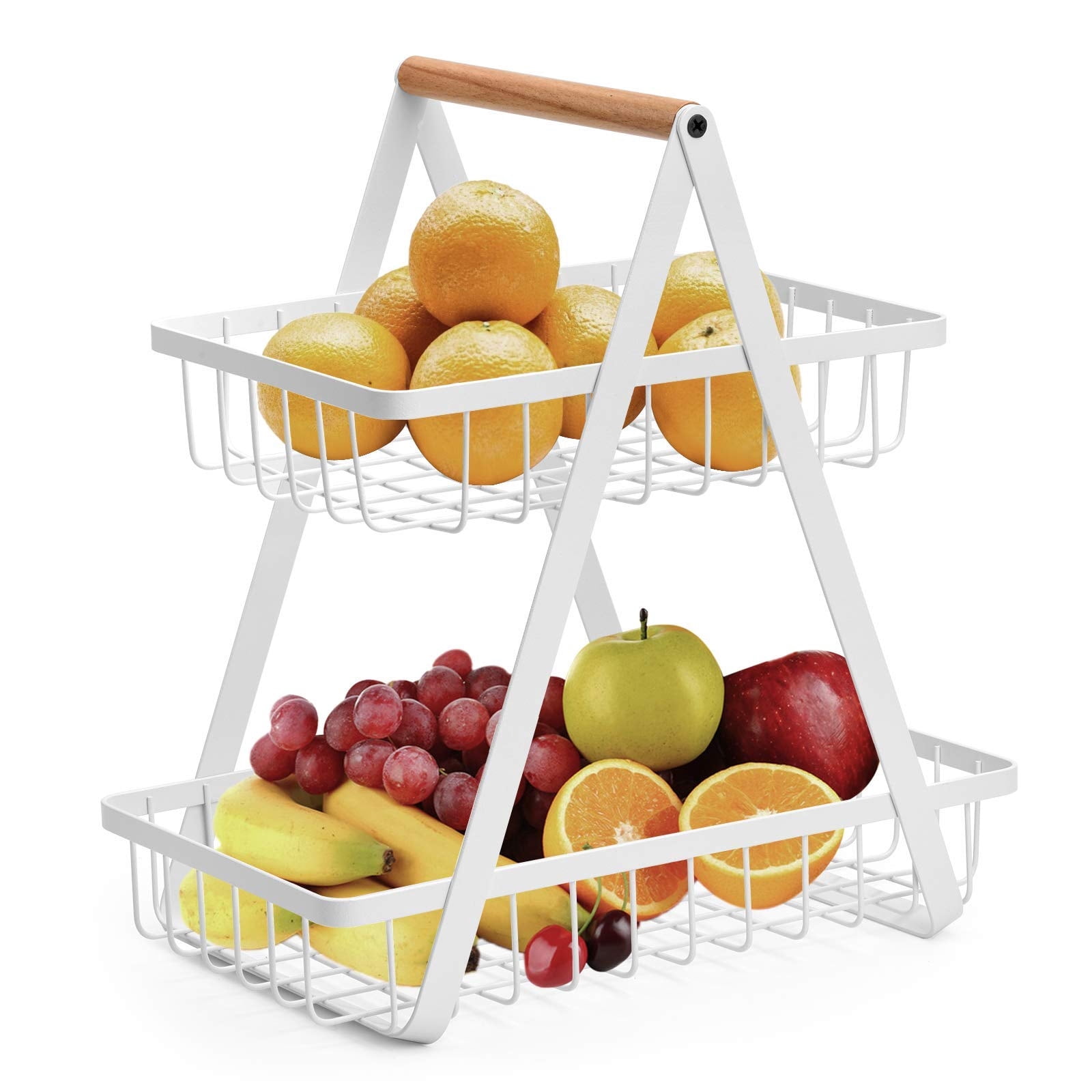 2-Tier Fruit Basket, Metal Fruit Bowl Bread Baskets Countertop ...