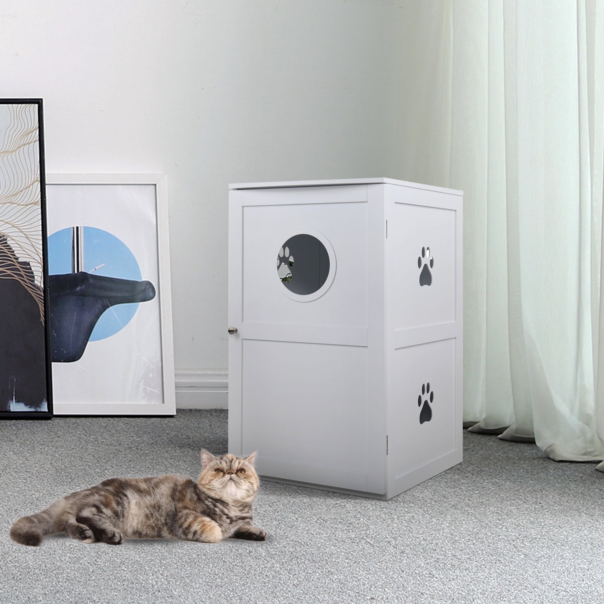 Enclosed Cat Washroom DOUSY Hidden Cat Litter Box Furniture - Enclosed ...