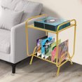 2-Tier Gold Record Player Stand, Player Stand w/16 Slots, Record ...