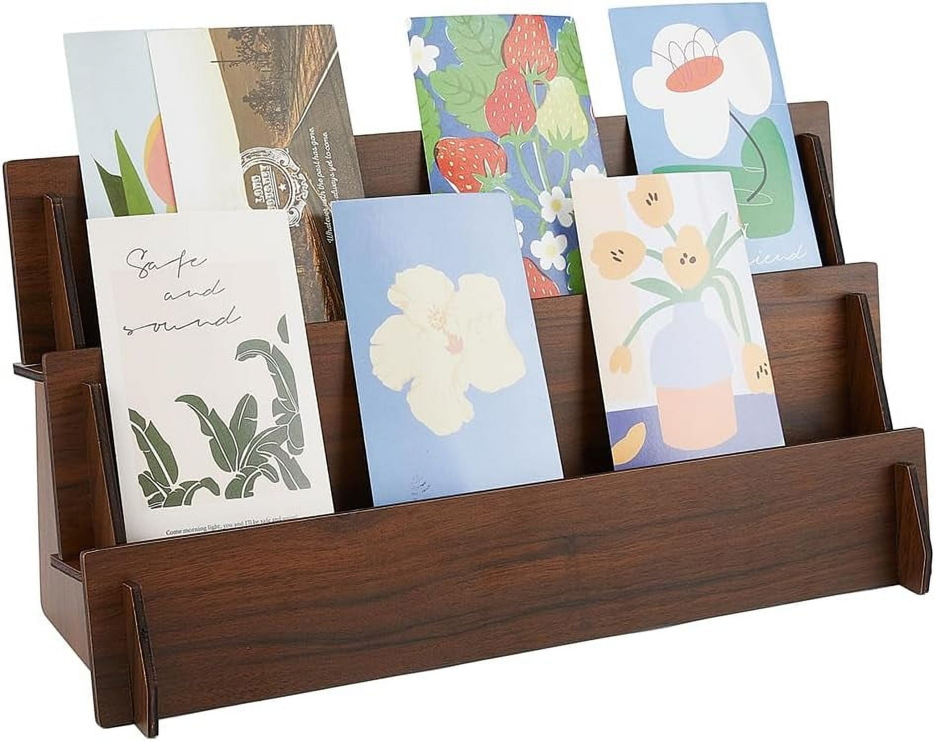 2-Tier Greeting Card Display Stand Wooden Sticker Display Stand Card ...