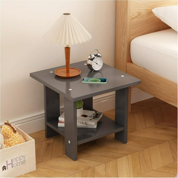 2 Tier Grey End Table, Sofa Side Table, Suitable for Small Space ...