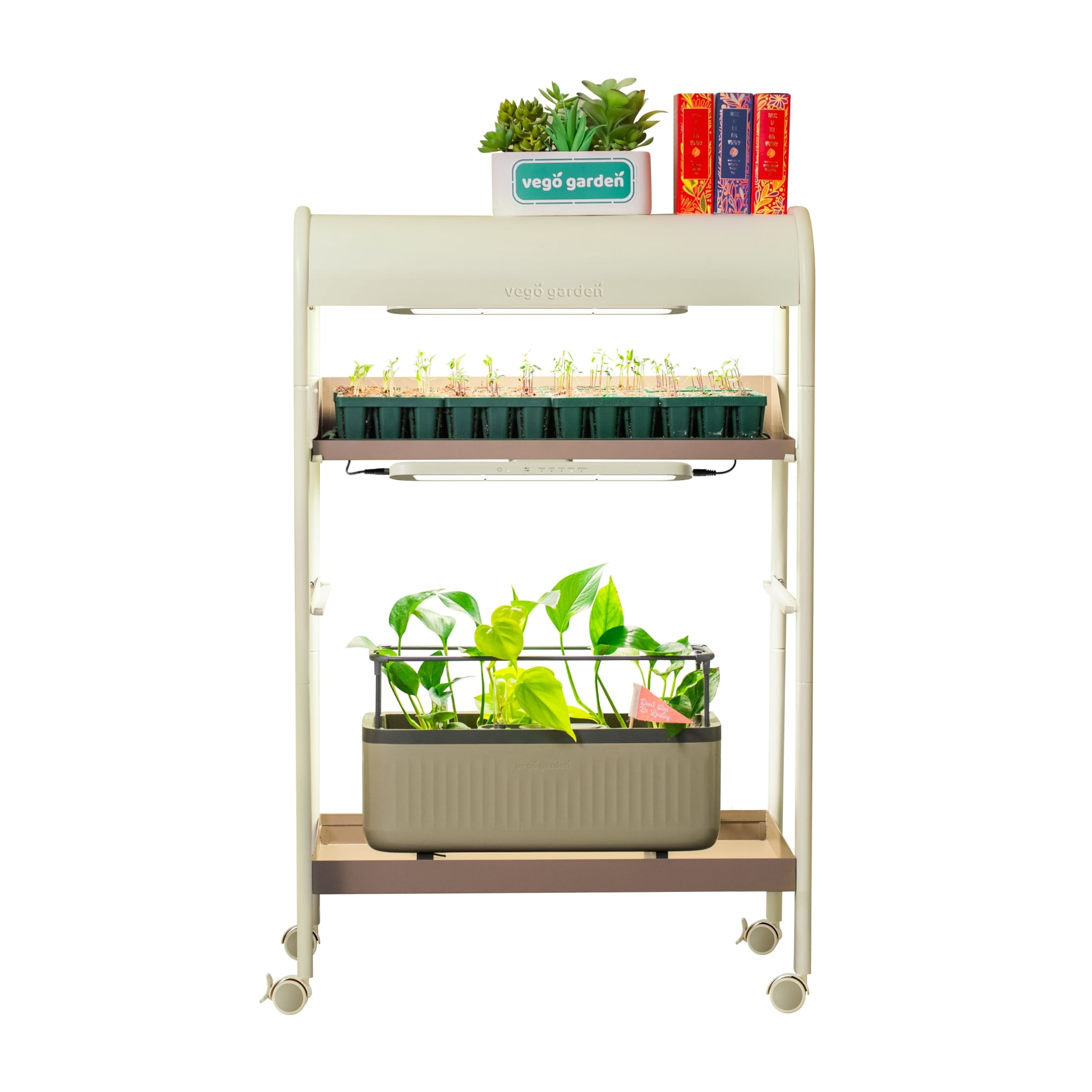 2 Tier Grow Light Garden, Plant Stand with Grow Light for Indoor Plants ...