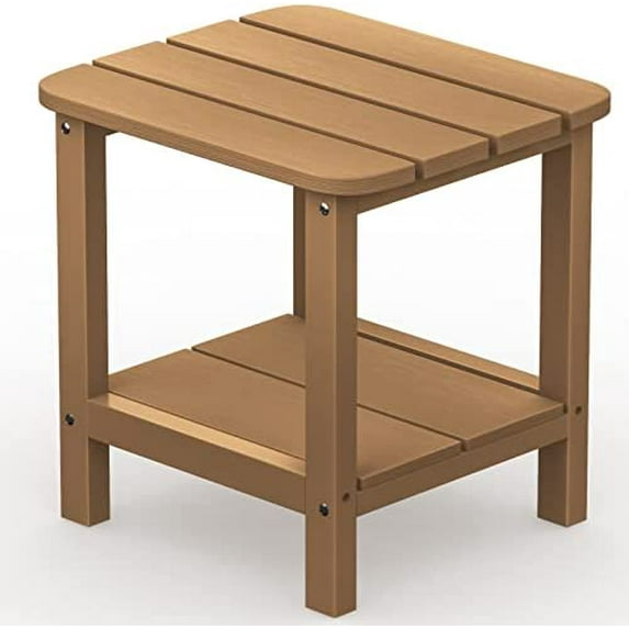 2-Tier HDPE Outdoor Side Table, Weatherproof Rectangular Adirondack ...