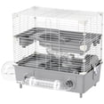 2-Tier Hamster Cage with Sand Bathroom, Running Wheel, Water Bottle ...