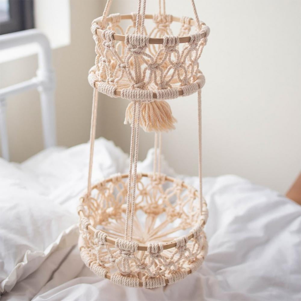 2 Tier Hanging Basket Space Saving Hanging Fruit Basket for Kitchen or ...