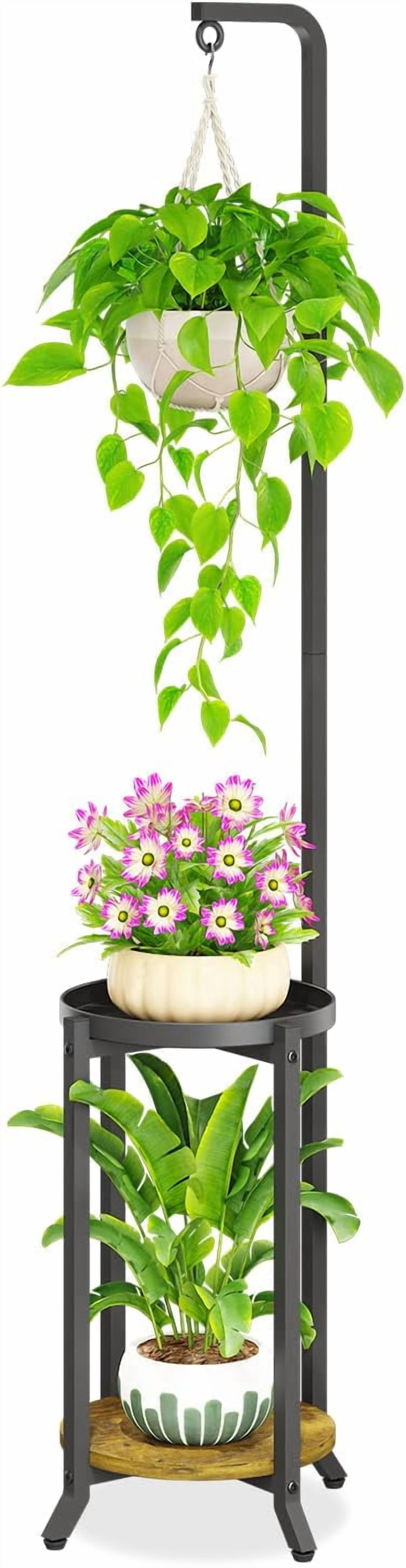 2 Tier Hanging Plant Stand Indoor Tall Vertical Metal Pot Holder Shelf ...