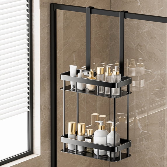 2-Tier Hanging Shower Caddy Over The Door, Large Capacity Organizer ...