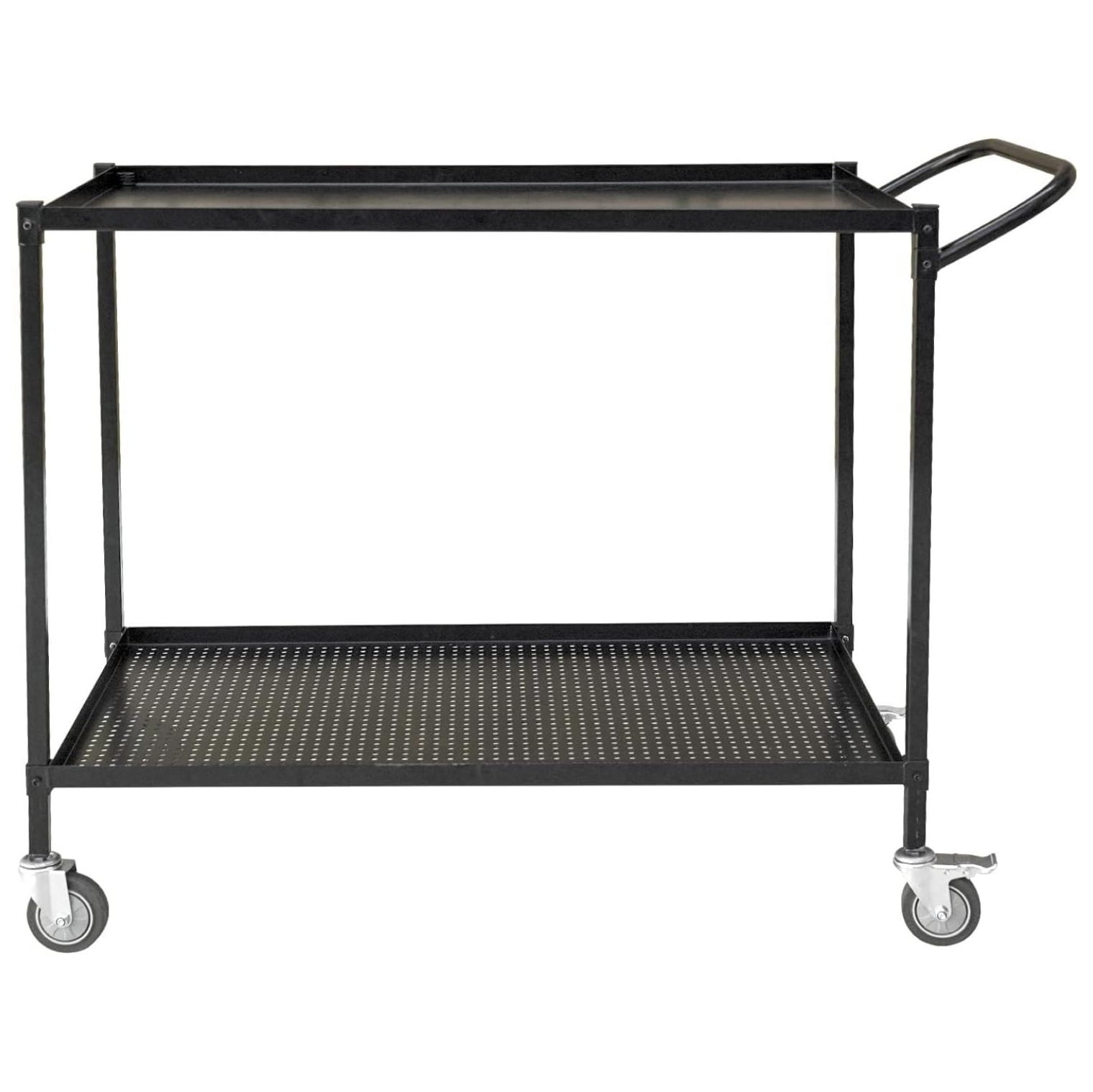 2 Tier Heavy Duty Rolling Utility Cart, Grade Metal Cart with Handle ...
