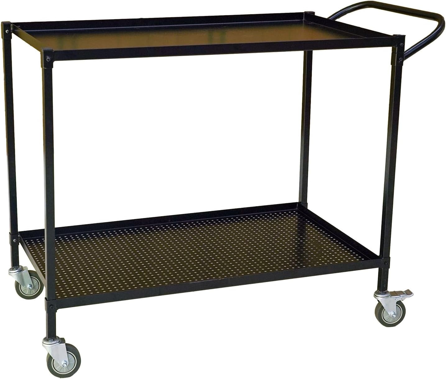 2 Tier Heavy Duty Service Cart with Handle Bar, with Wheels Lockable ...
