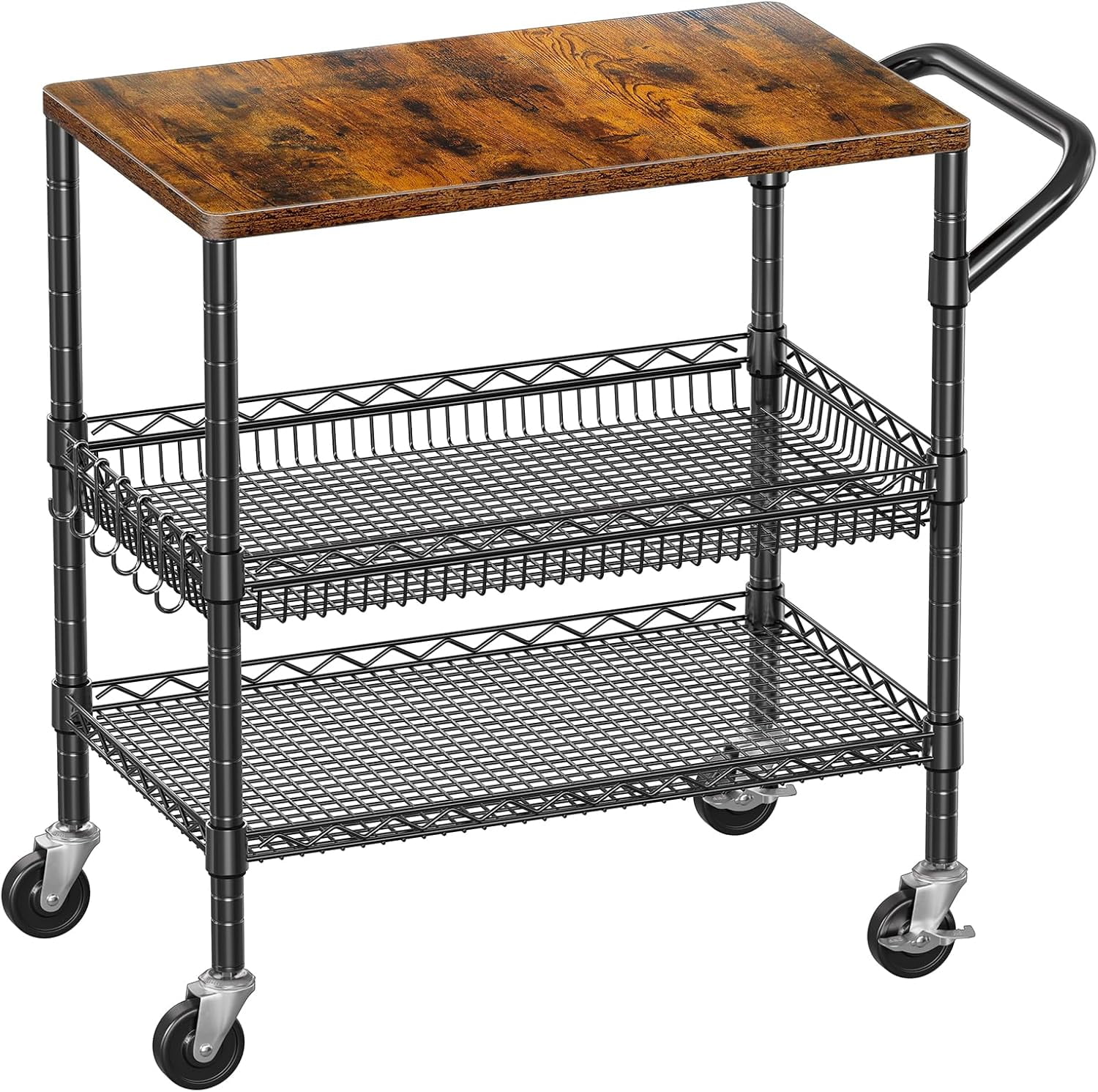 2 Tier Heavy Duty Utility Cart,NSF Rolling Carts with Wheels,660Lbs ...