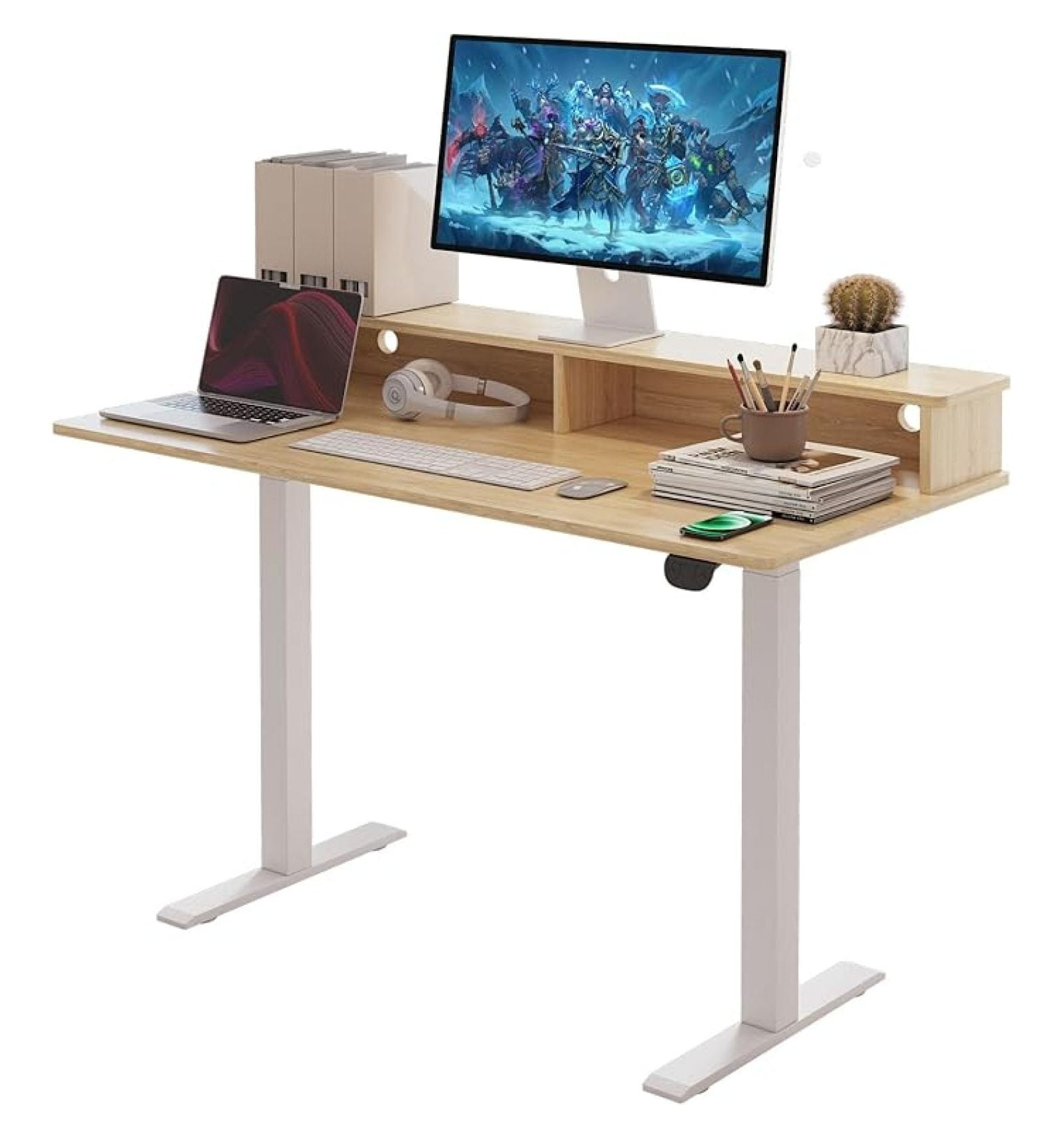 2-Tier Height Adjustable 45" Electric Standing Desk - Upgraded Ultra ...