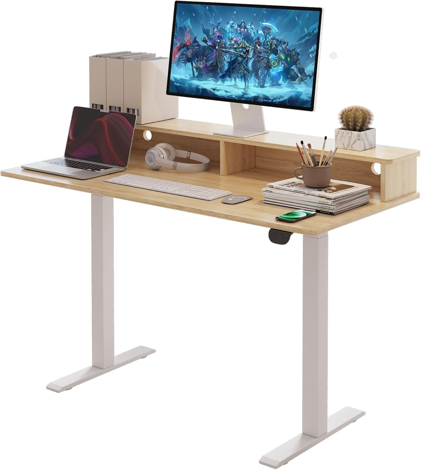 2-Tier Height Adjustable 45" Electric Standing Desk - Upgraded Ultra ...