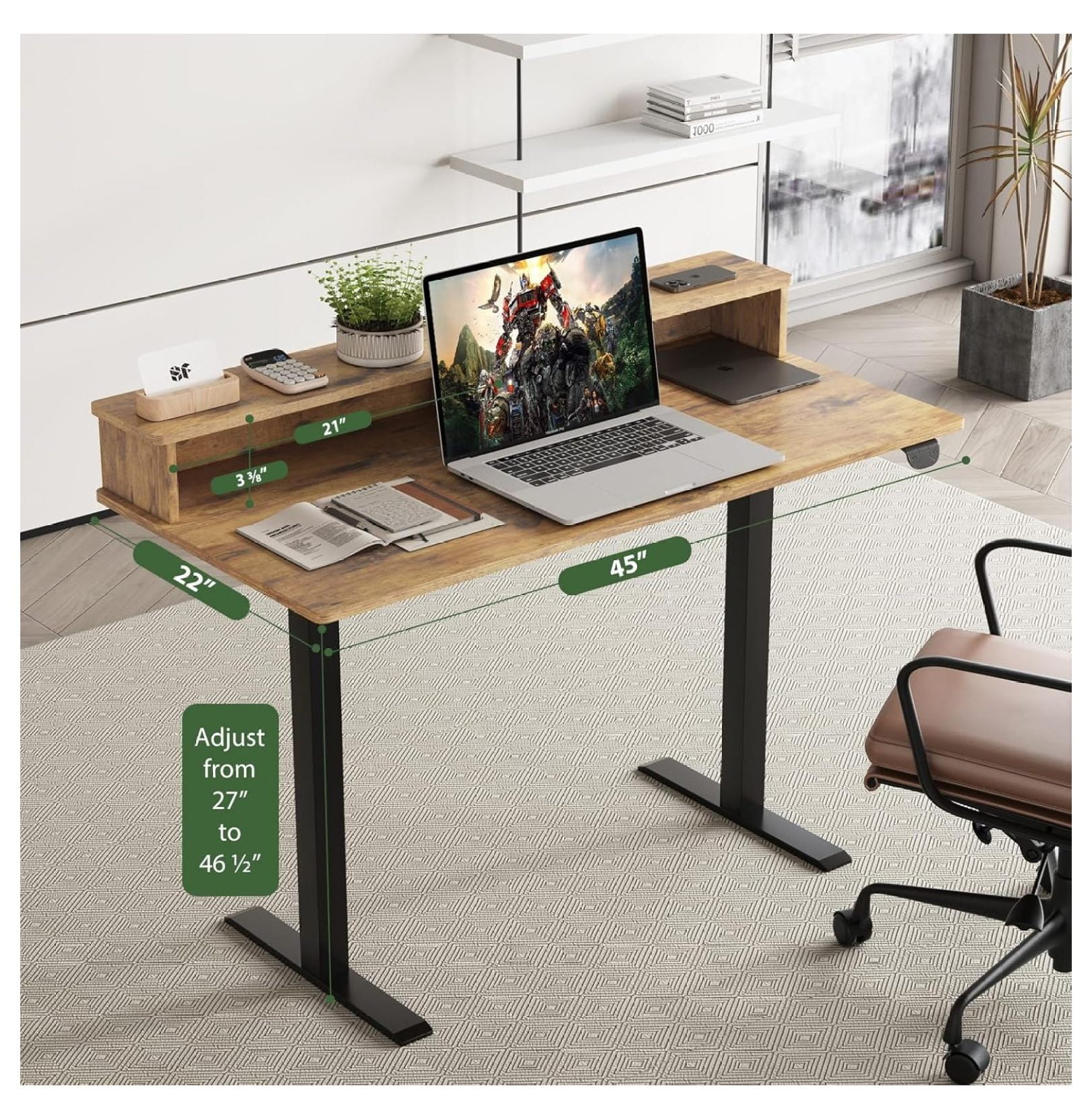 2-Tier Height Adjustable 45" Electric Standing Desk - Upgraded Ultra ...
