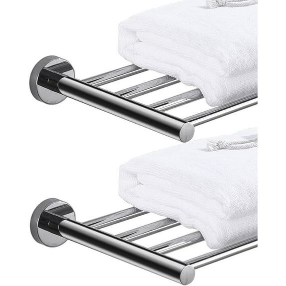 2-Tier Hotel Towel Racks for Bathroom, Wall Mounted Towel Shelf, 30 ...