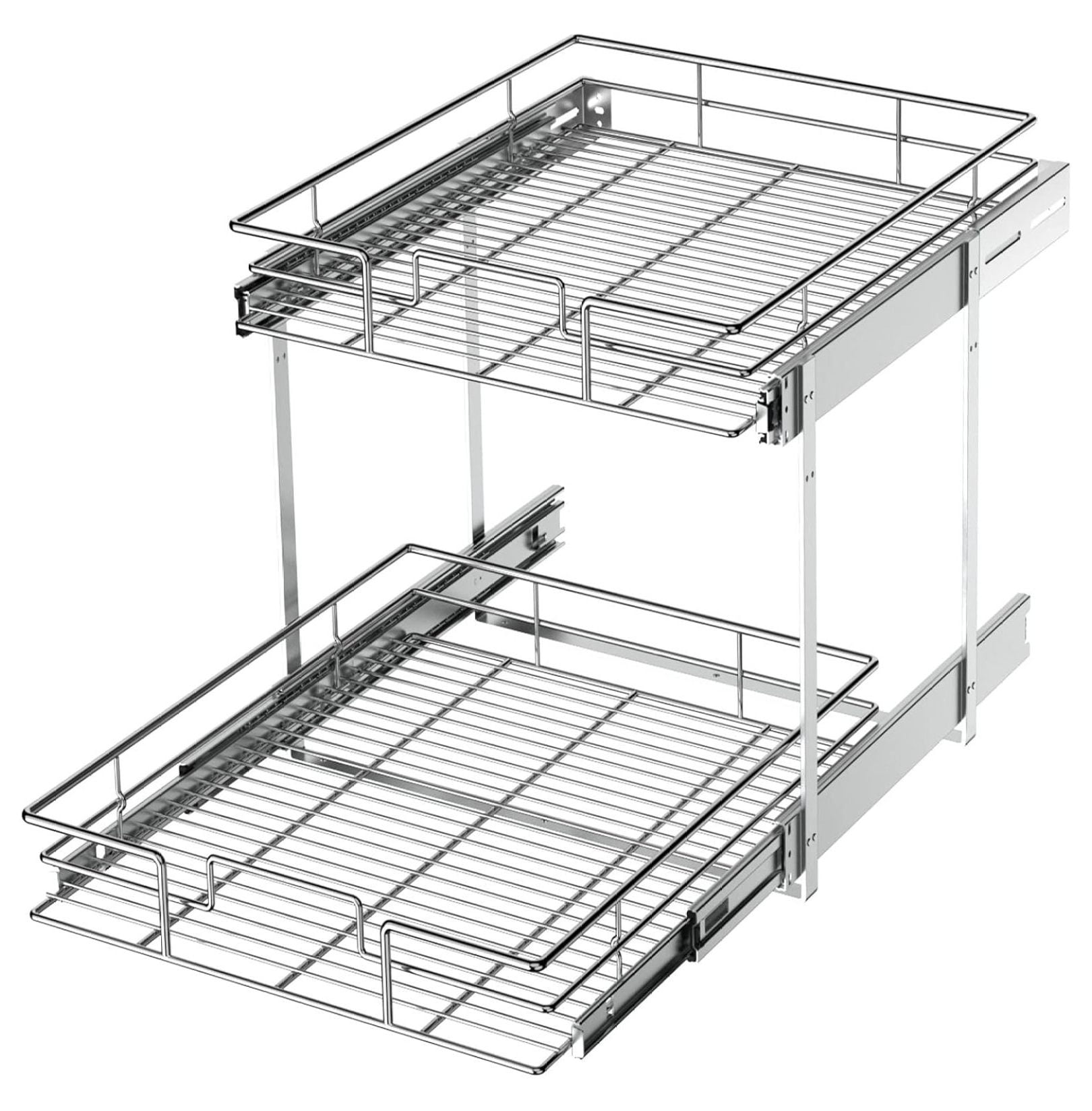 2 Tier Individual Pull Out Cabinet Organizer 17" W x 18" D, Slide Out ...