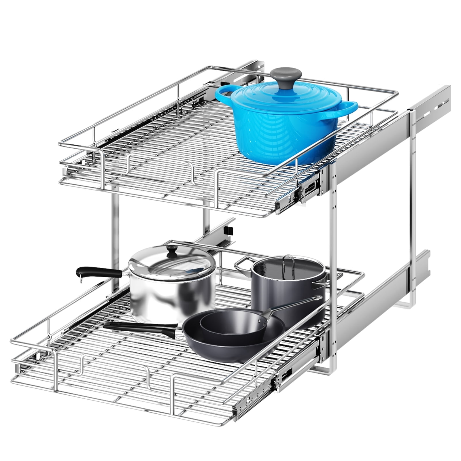 2 Tier Individual Pull Out Cabinet Organizer 19½in W x 21½in D Slide ...