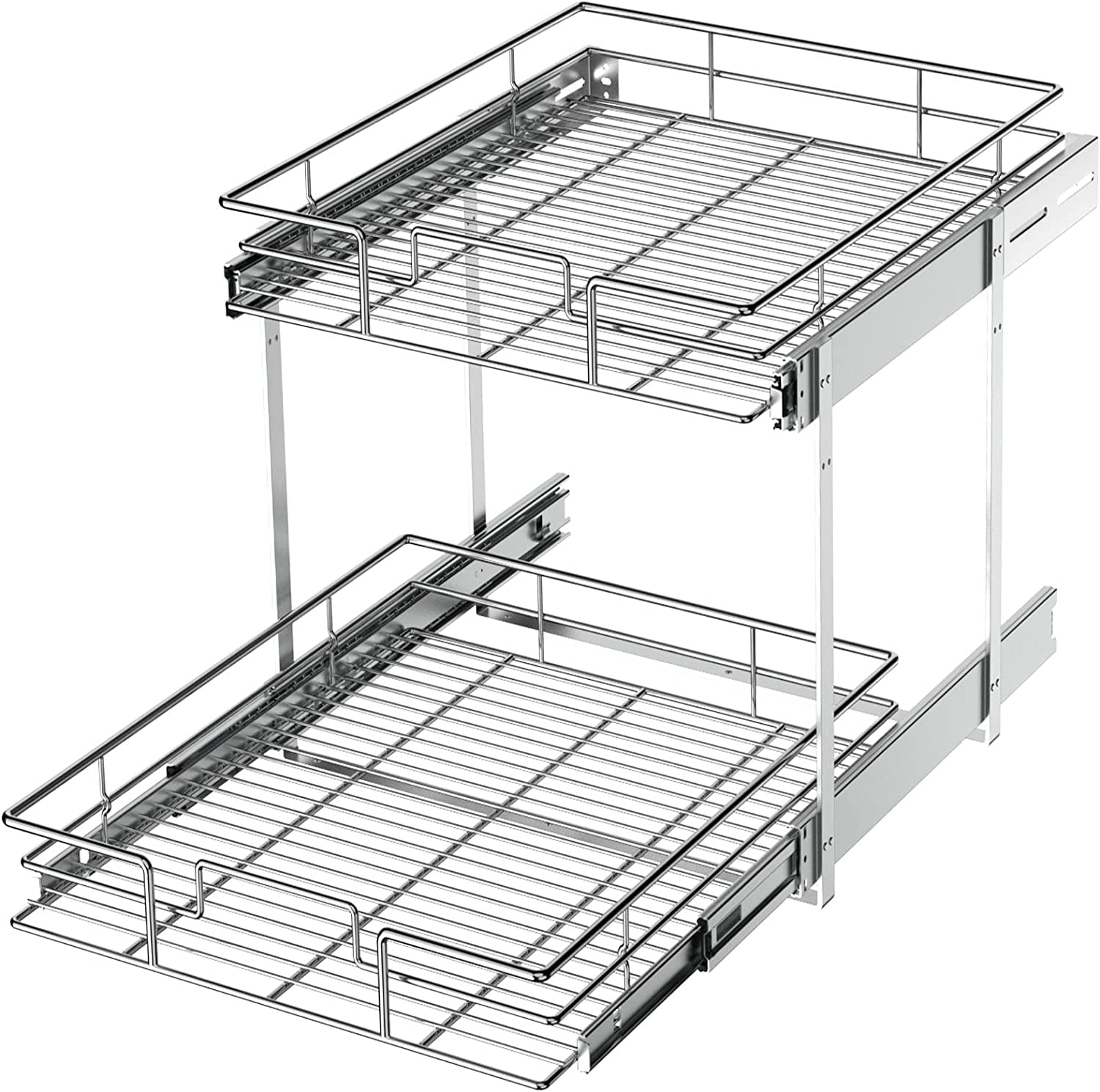 2 Tier Individual Pull Out Cabinet Organizer 20" W x 21" D, Slide Out ...