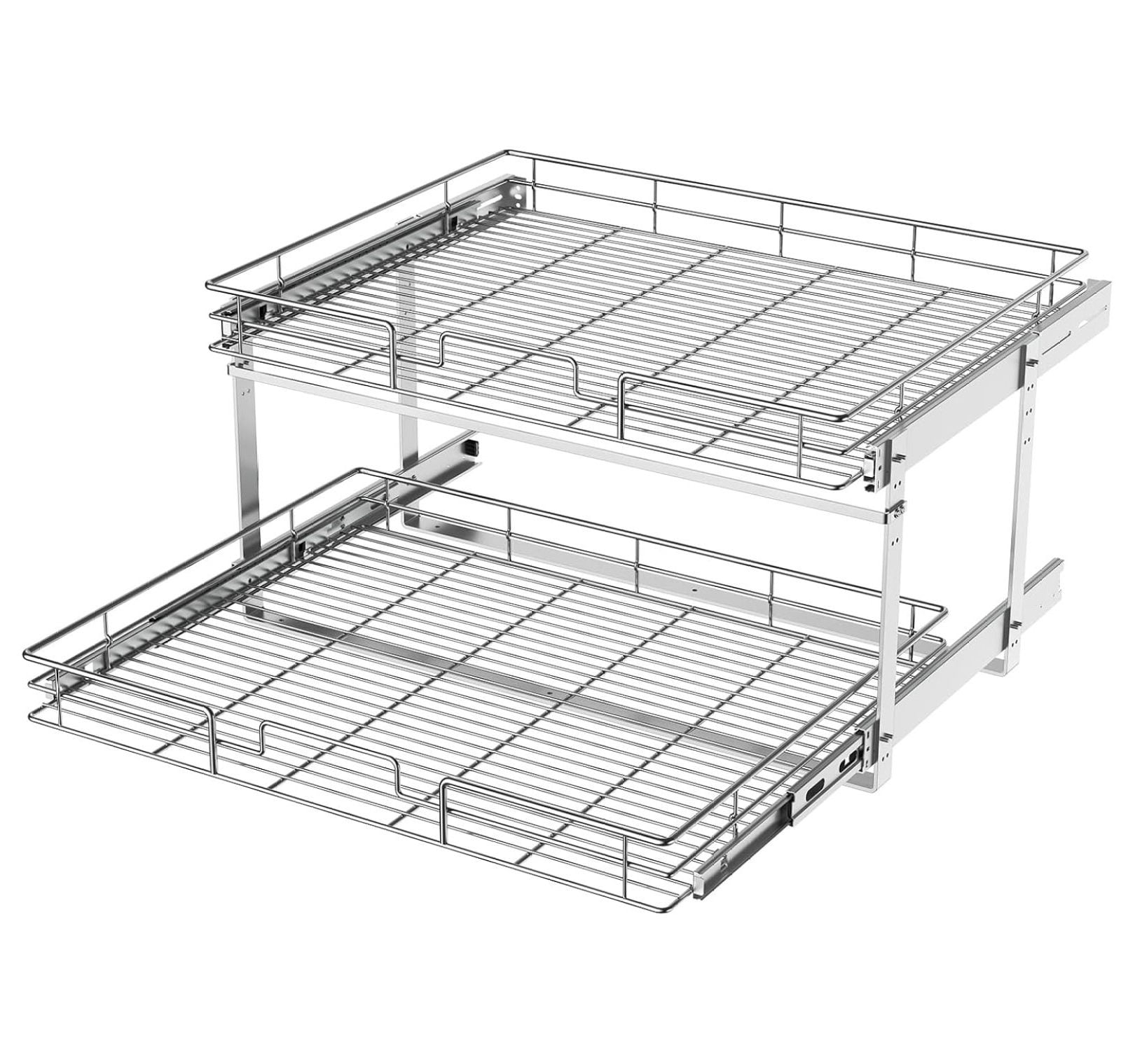 2 Tier Individual Pull Out Cabinet Organizer 30" W x 21½" D, Slide Out ...