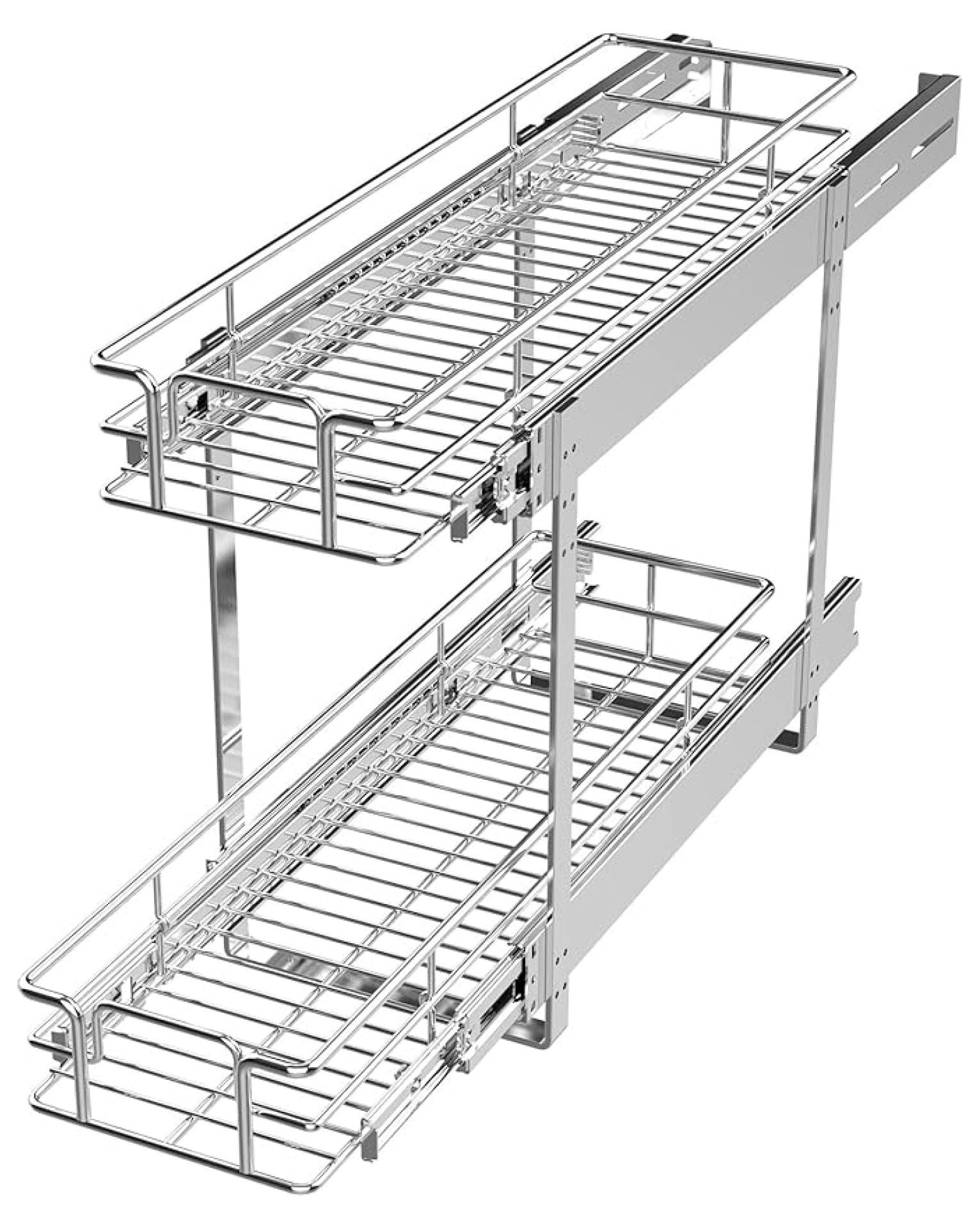 2 Tier Individual Pull Out Cabinet Organizer 9" W x 21½" D, Slide Out ...