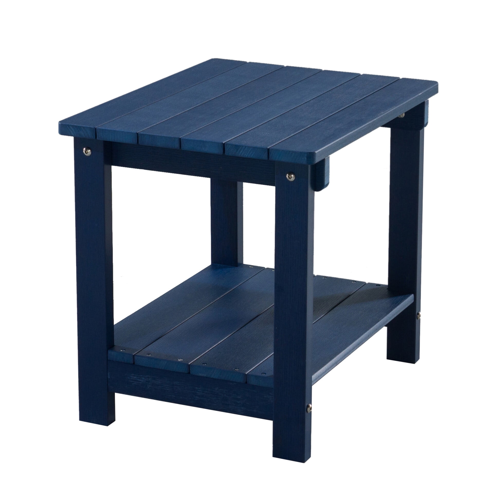 2-Tier Indoor Side Table whit Plastic Wood, Weather Resistant Outdoor ...