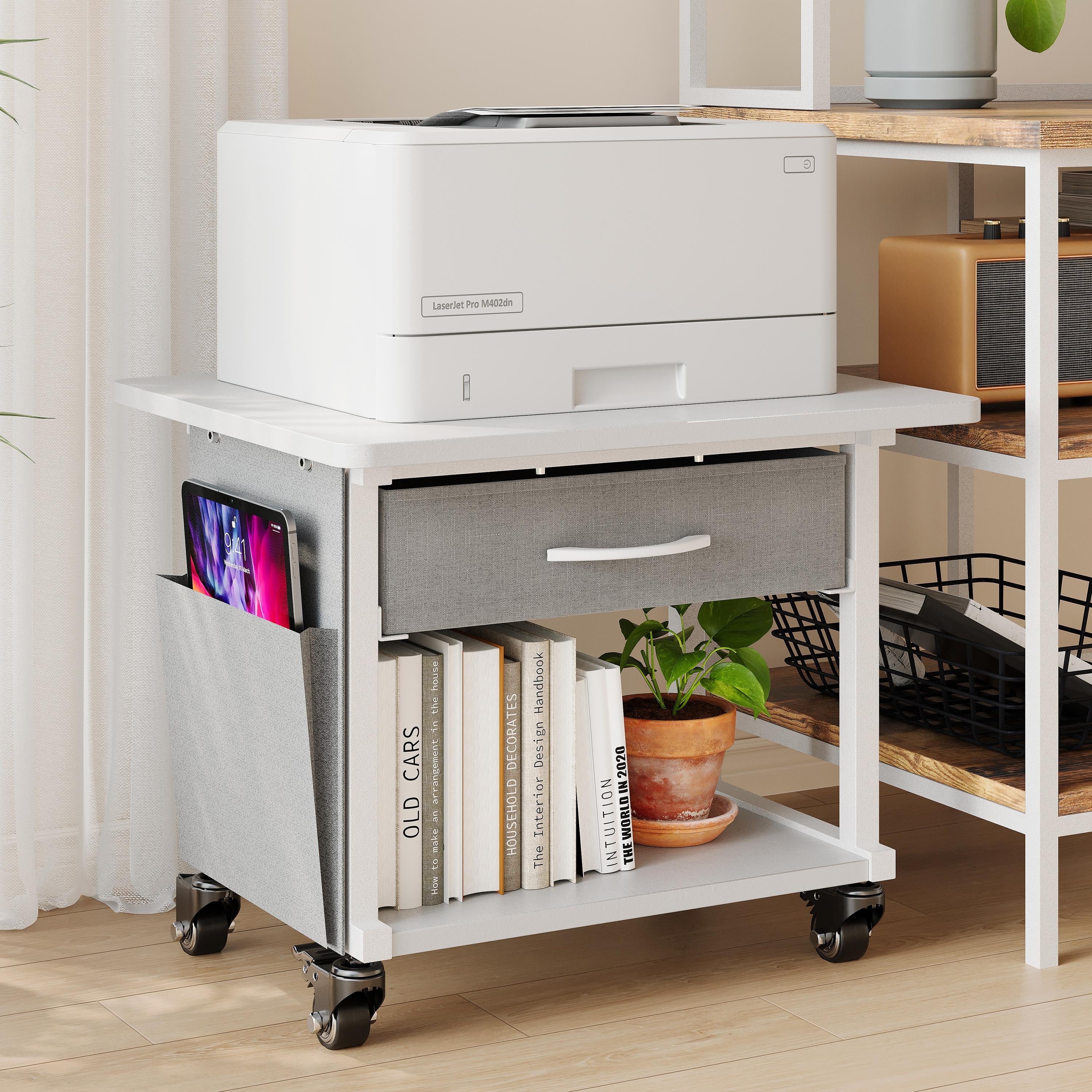 RoleDes 2 Tier Industrial-Grade Printer Stand with Storage Drawer ...