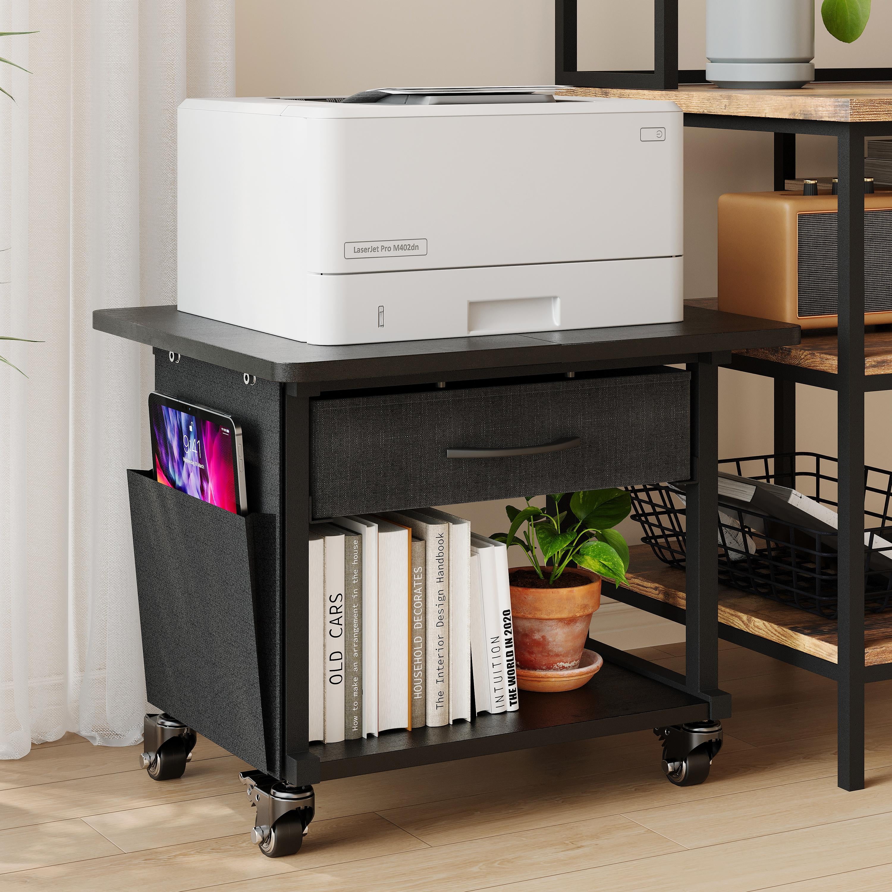 2 Tier Industrial-Grade Printer Stand with Storage Drawer | Heavy Duty ...