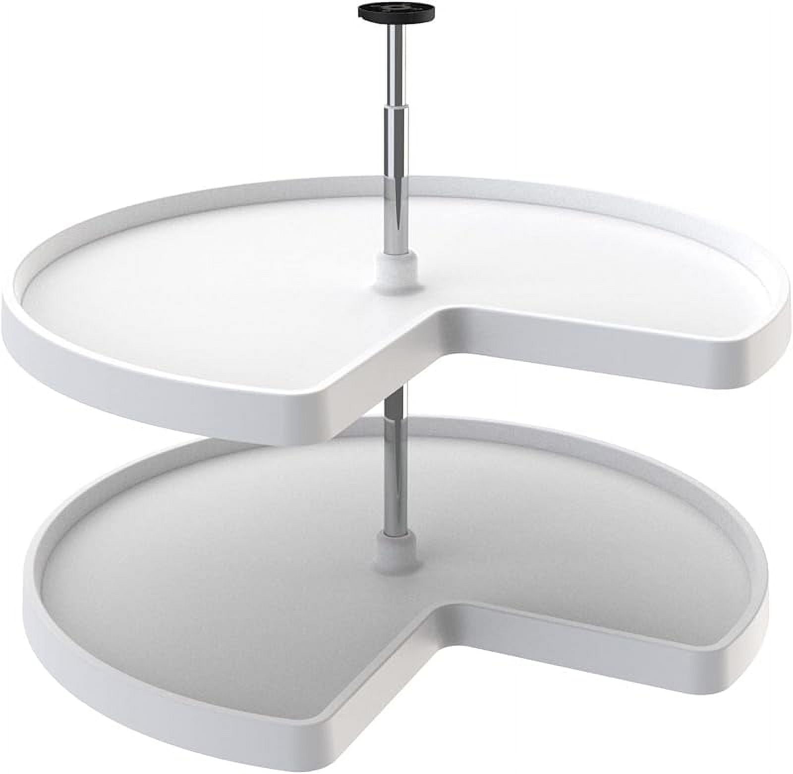 2 Tier Kidney Cut Lazy Susan for Corner Base Cabinets, Plastic, 28" Double Shelf Swivel Kitchen ...