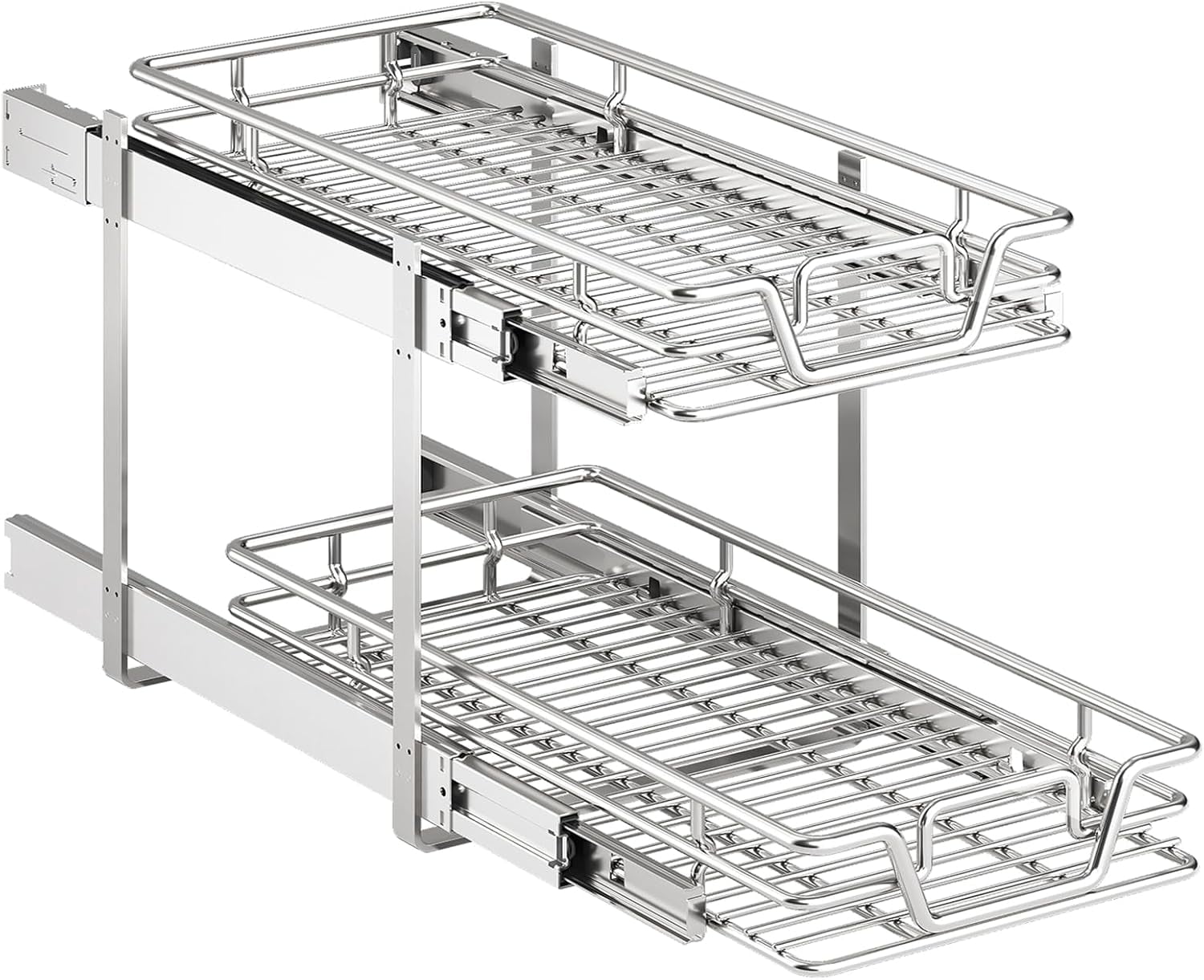 2-Tier Kitchen Cabinet Pull Out Shelf and Drawer Organizer Slide Out ...