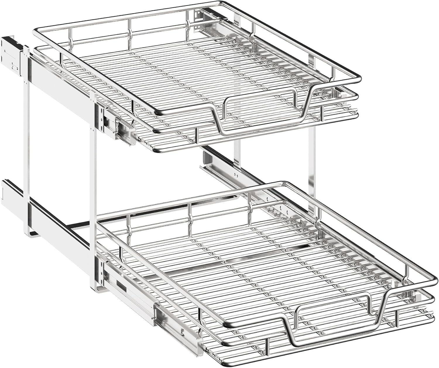 2-Tier Kitchen Cabinet Pull Out Shelf and Drawer Organizer Slide Out ...