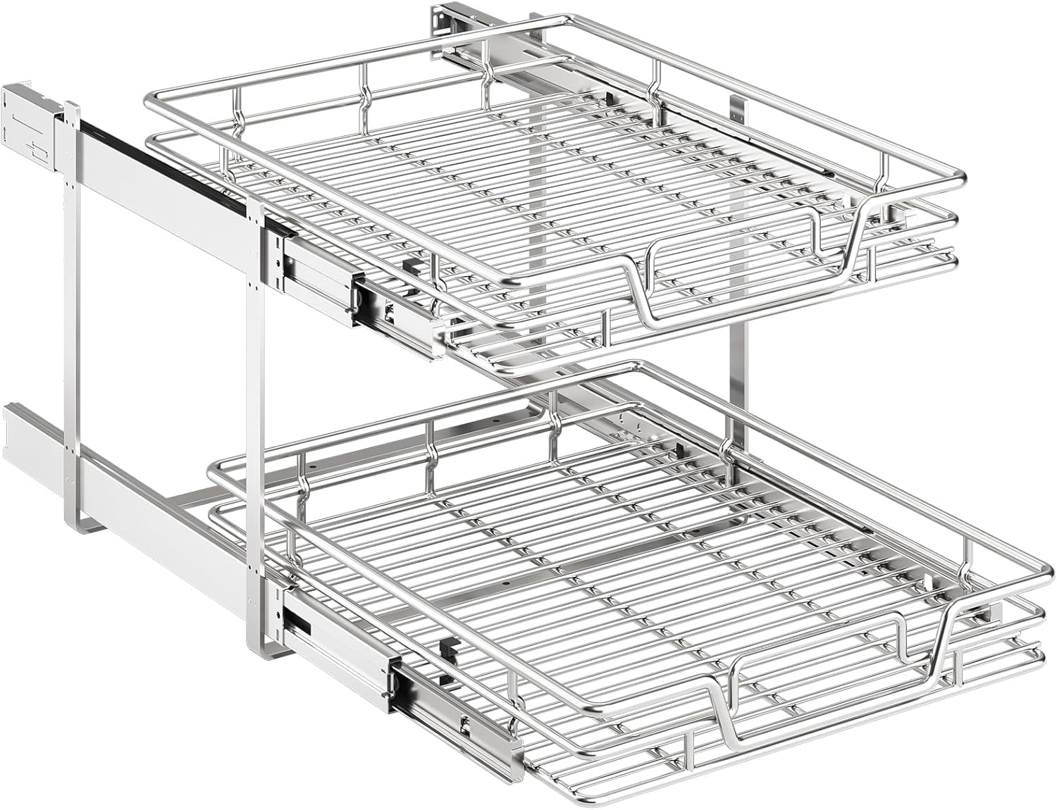 2-Tier Kitchen Cabinet Pull Out Shelf and Drawer Organizer Slide Out ...
