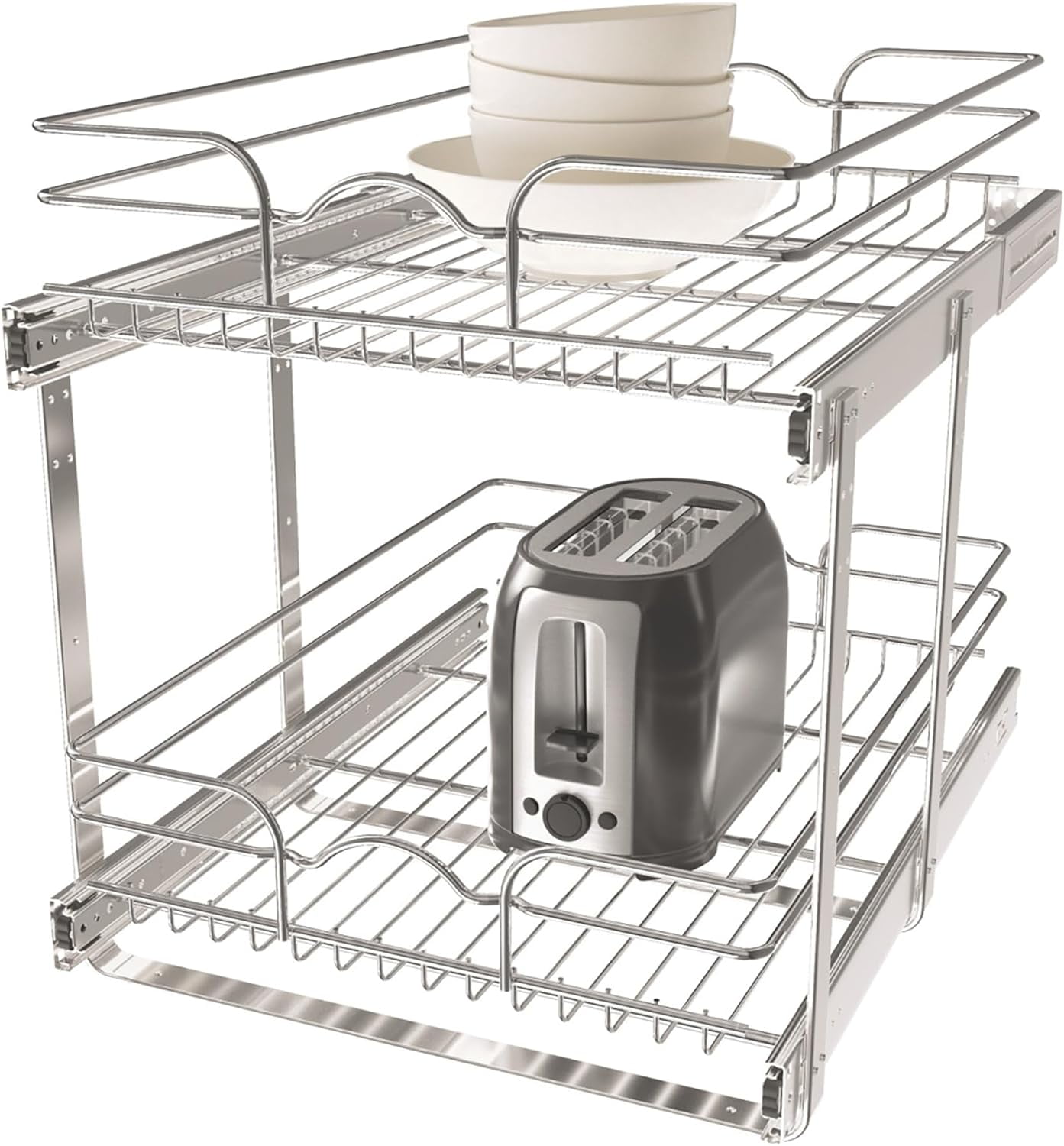 2-Tier Kitchen Cabinet Pullout Shelf and Drawer Organizer Slide Out ...