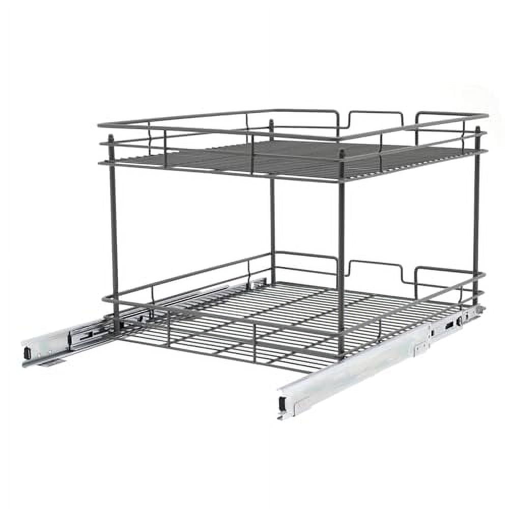 2-Tier Kitchen Cabinet Pullout Slide Out Pantry Shelf 44lbs Load ...