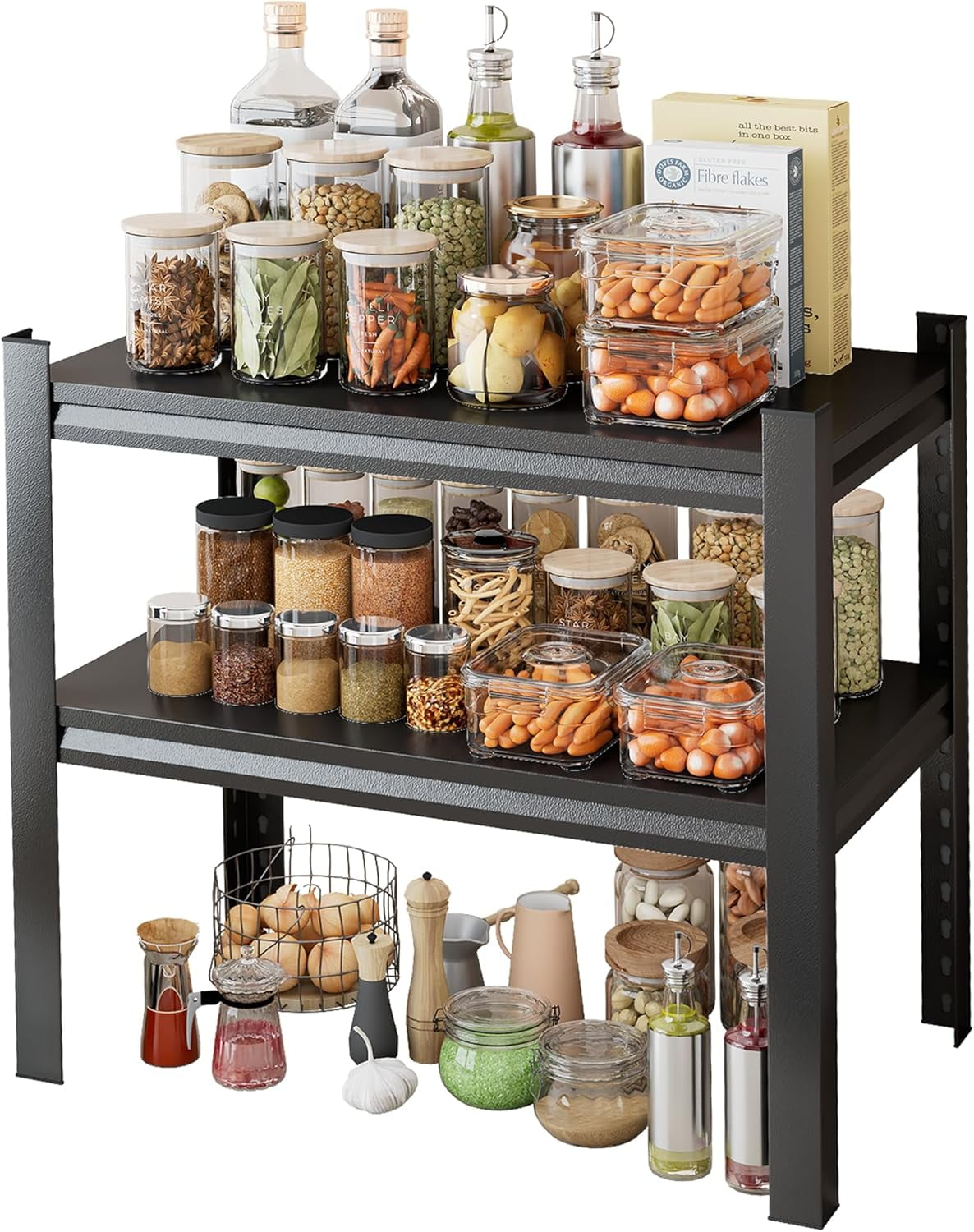 2-Tier Kitchen Counter Shelf,Desktop Storage Rack,Adjustable Microwave ...