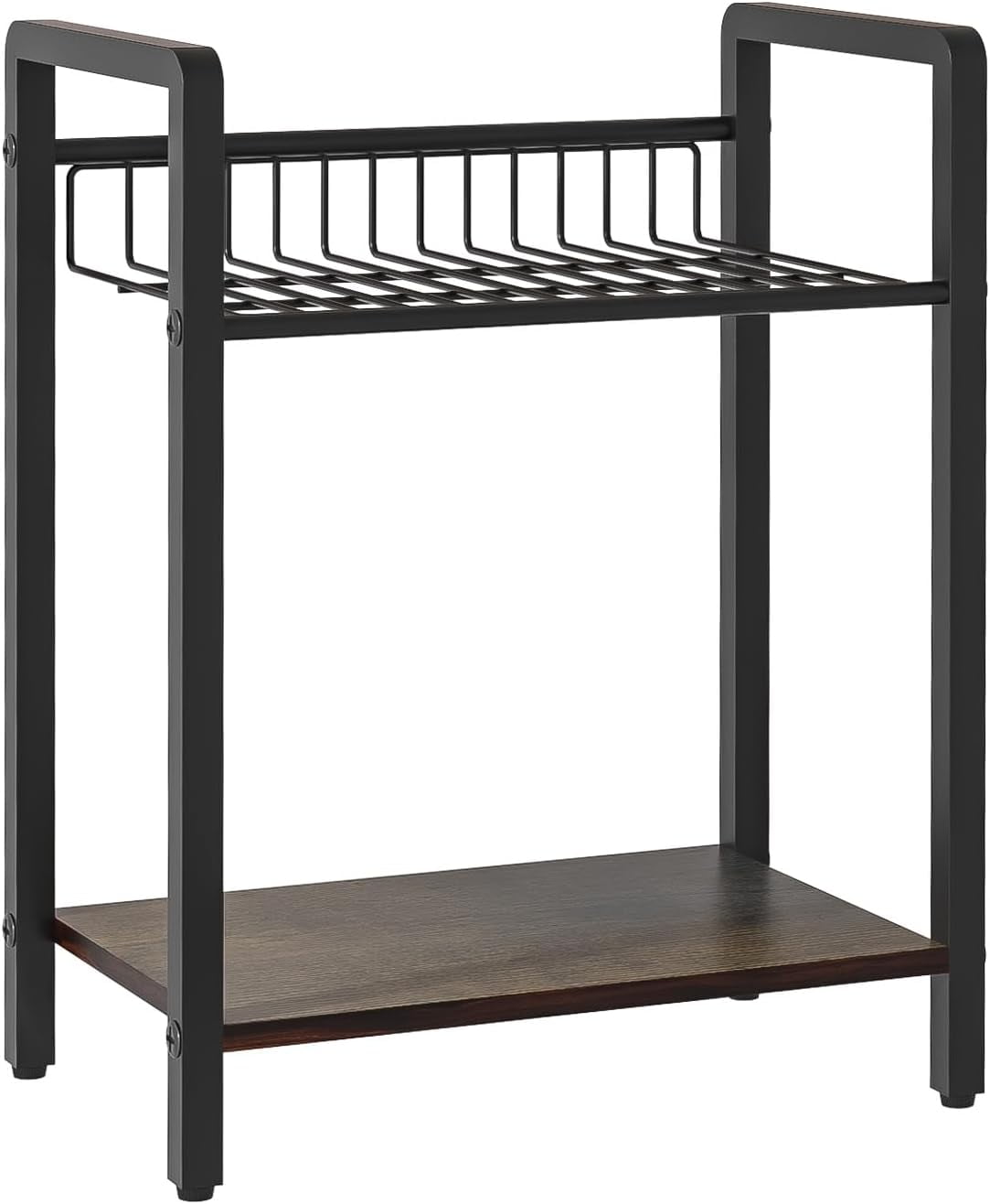 2-Tier Kitchen Counter Shelf Organizer – Metal Mesh & Wood Board, Large ...