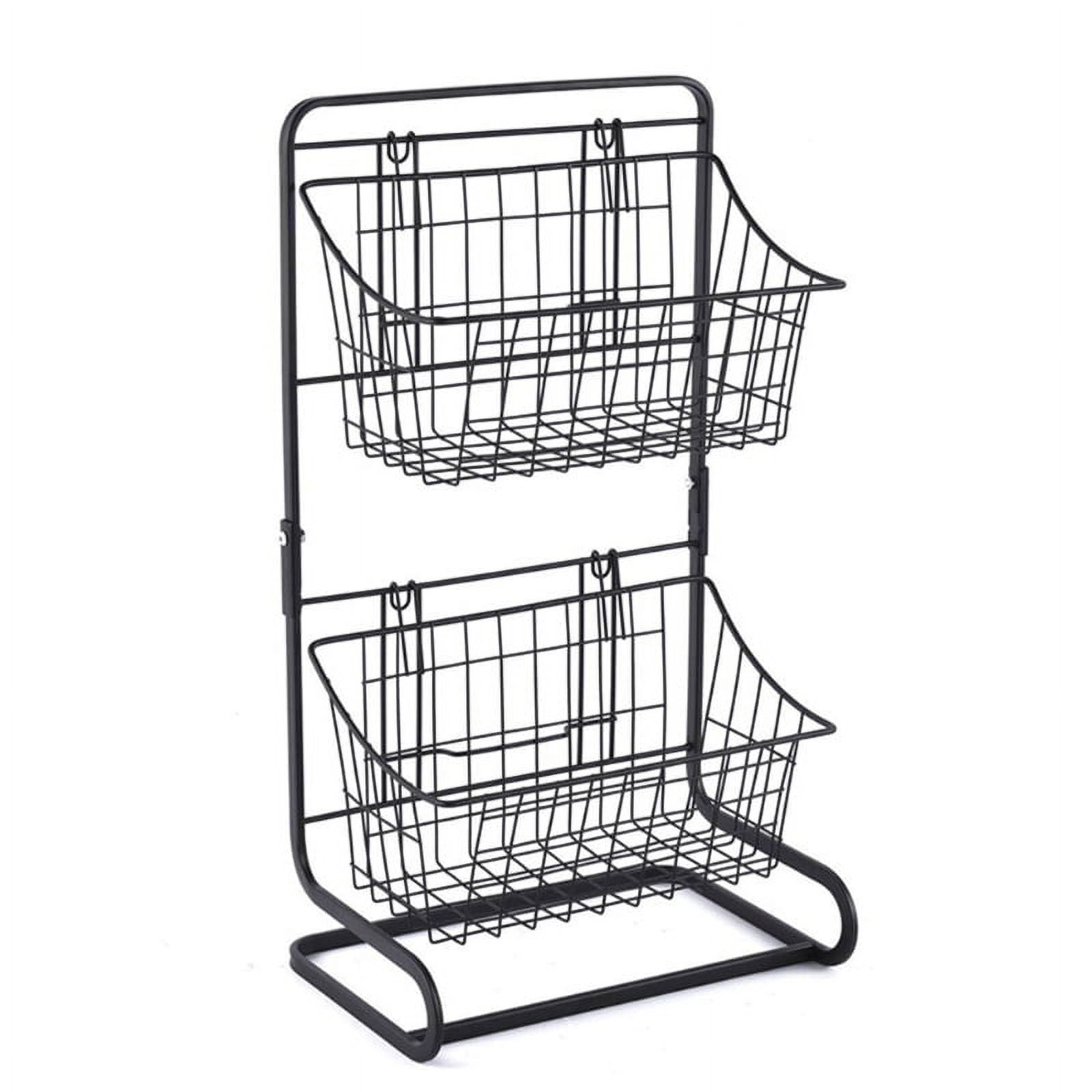 2-Tier Kitchen Countertop Metal Wire Storage Rack Wrought Iron Spice ...