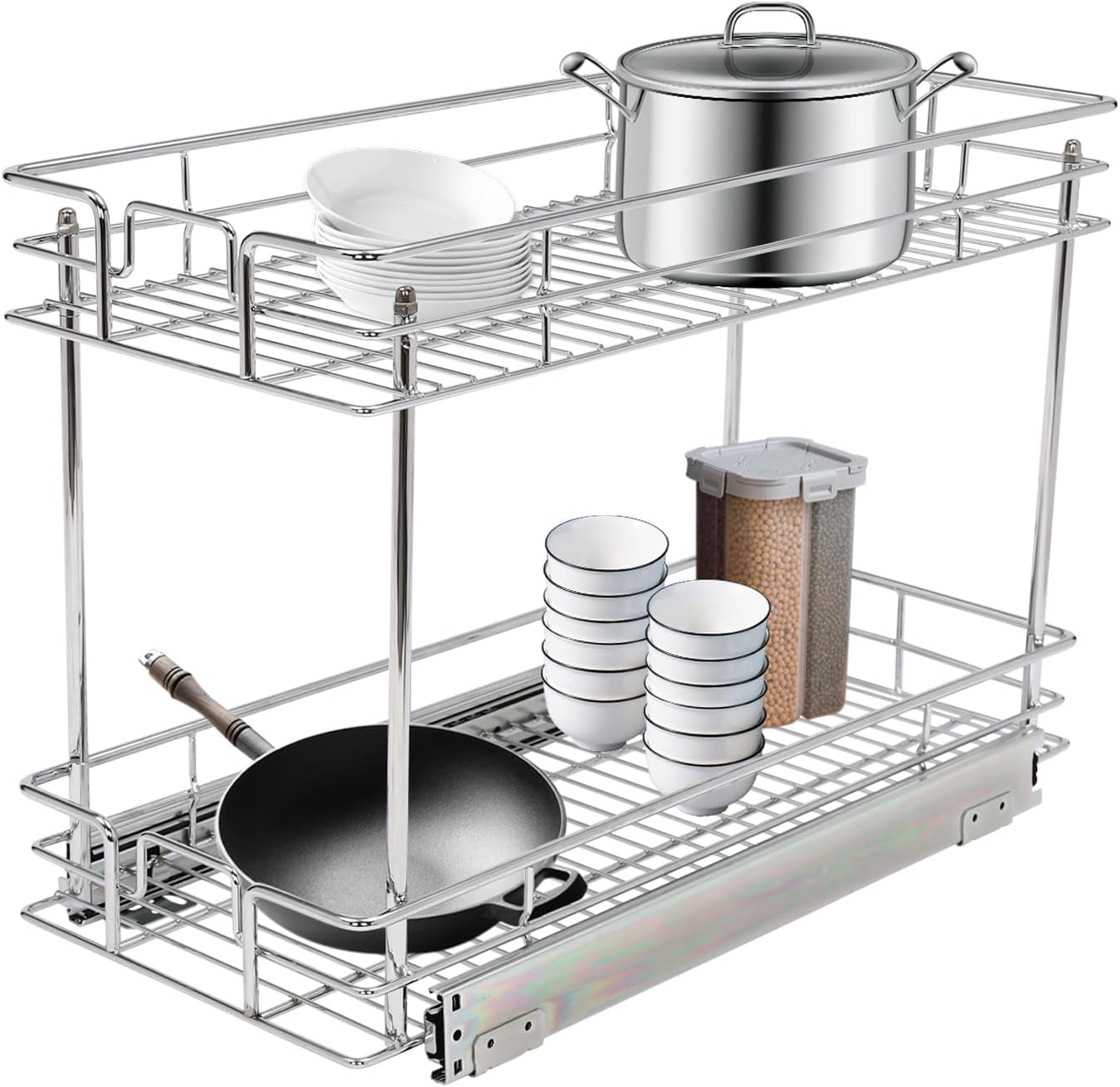 2-Tier Kitchen Pull Out Cabinet Organizer, Heavy Duty Under Sink ...