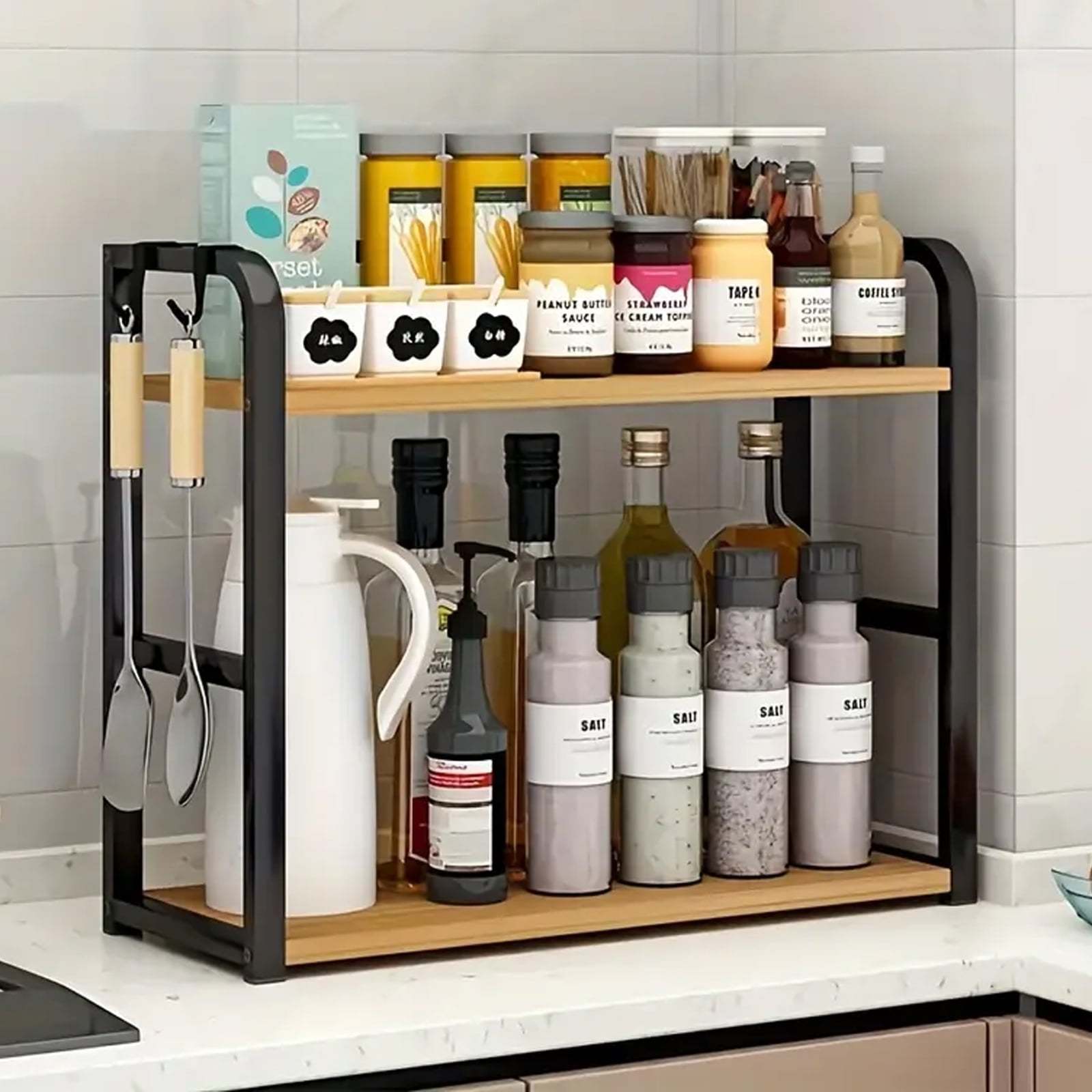 2-Tier Kitchen Spice Rack Organizer, Cabinet Shelf Organizers ...