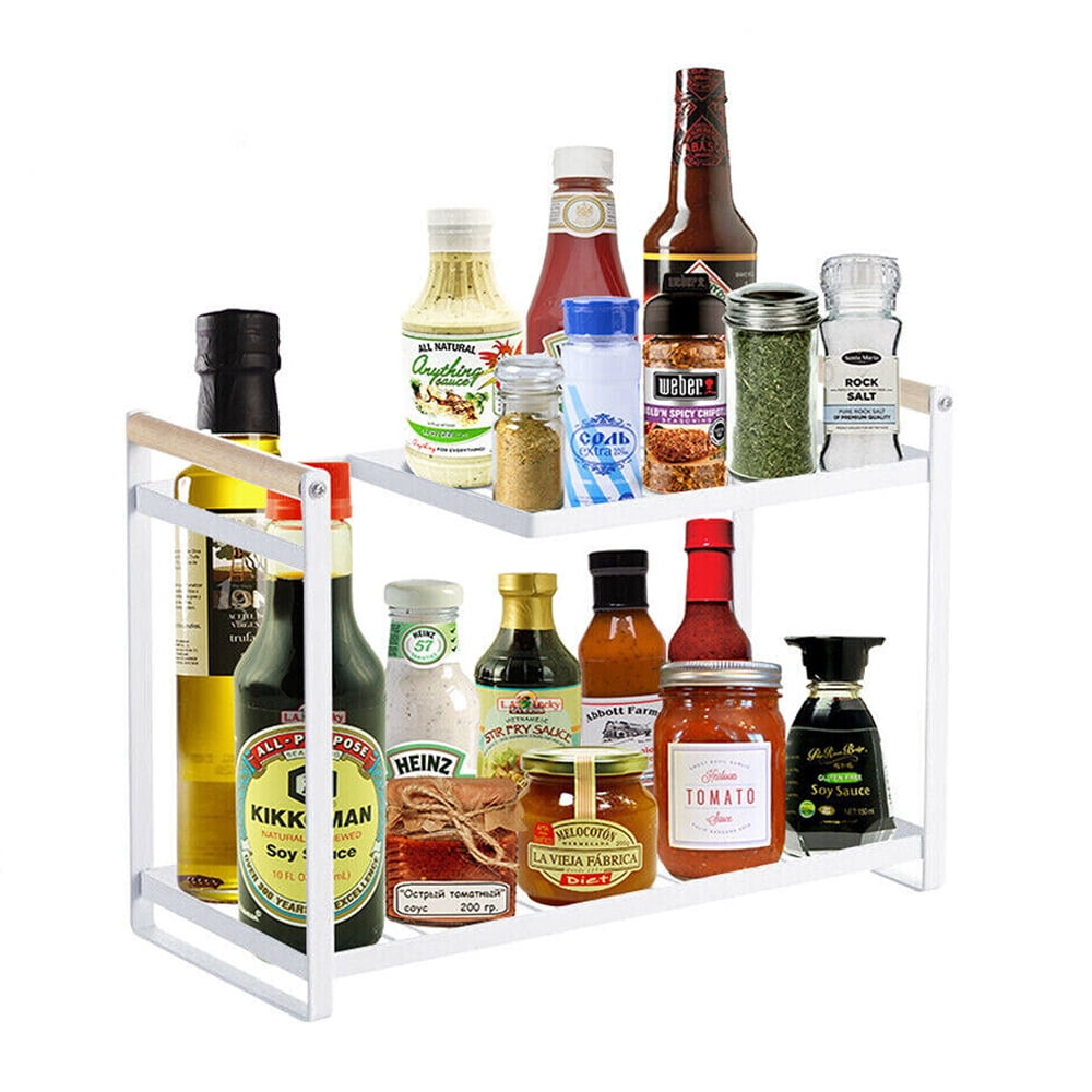 2-Tier Kitchen Spice Rack Storage Organizer Seasoning Bottle Stand ...