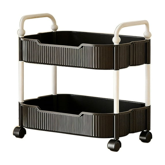 2 Tier Kitchen Storage Cart - Mobile Bathroom Organizer Rack, Wheelable ...