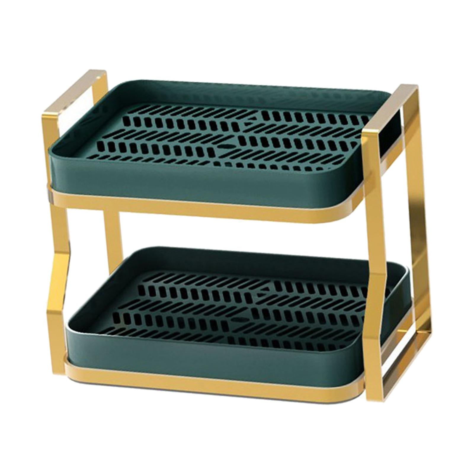 2 Tier Kitchen Storage Organizer Shelf,Seasoning Jar Holder with Drain ...