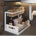 2-Tier L-Shape Under Sink Organizer, Slide Out Metal Kitchen & Bathroom ...