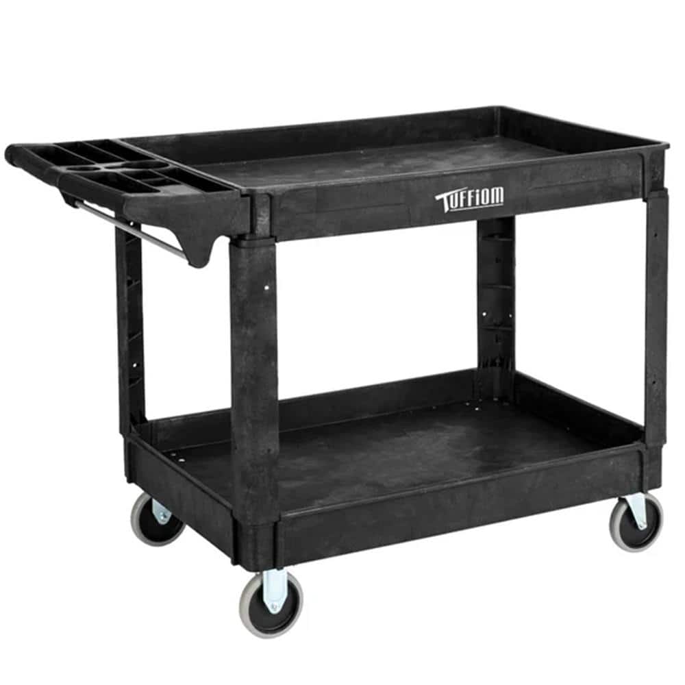 2 Tier Large 550 lbs. Capacity Shelf Plastic Utility Cart with Wheels ...