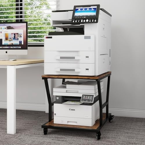 2-Tier Large Printer Stand,23.6"x23.6"x29.5" Heavy-Duty Printer Table ...