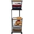 2-Tier Laundry Basket, Removable Laundry Storage Sorter Rack Metal ...