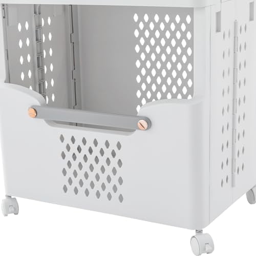 2-Tier Laundry Basket with Wheels, Rolling Folding Laundry Hamper ...