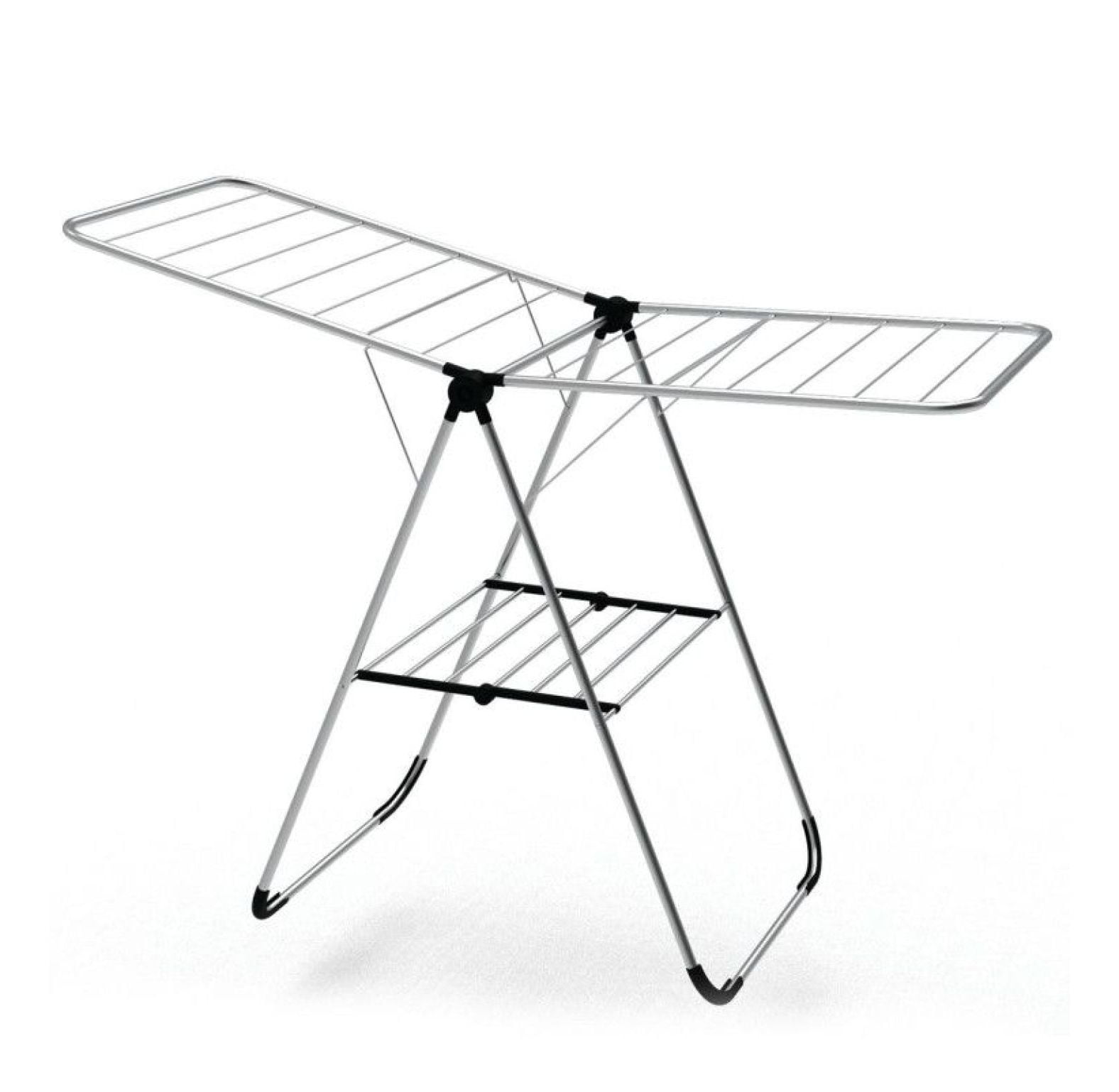 2-Tier Laundry Drying Rack Folding Cloth Rack with Aluminum Frame ...