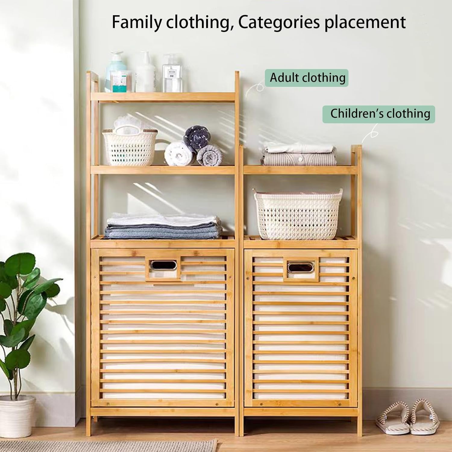 2-Tier Laundry Hamper with Tilt Out Baskets Practical Organizer for ...