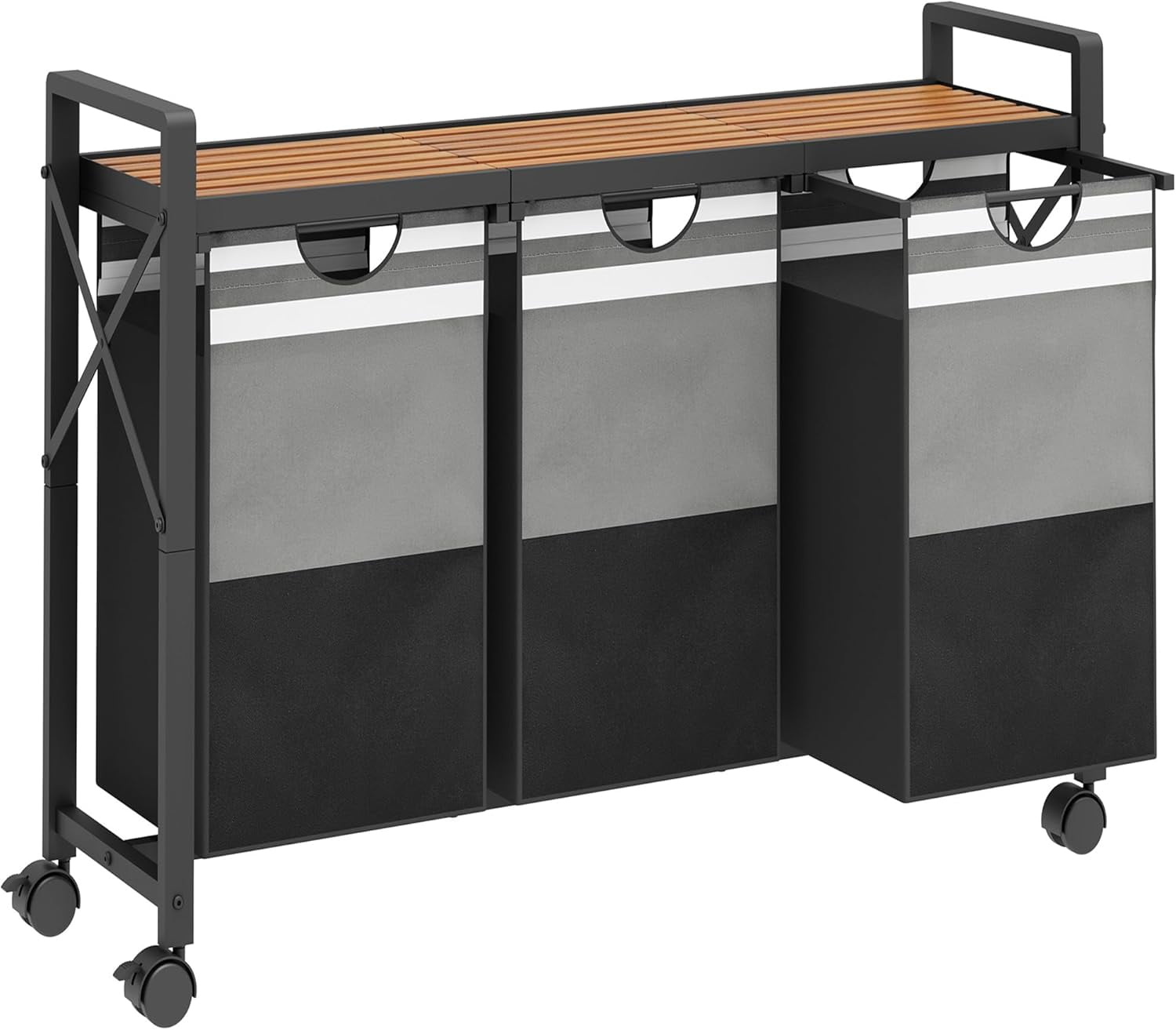 2 Tier Laundry Sorter with Shelf, 140L Laundry Sorter 4 Sections ...